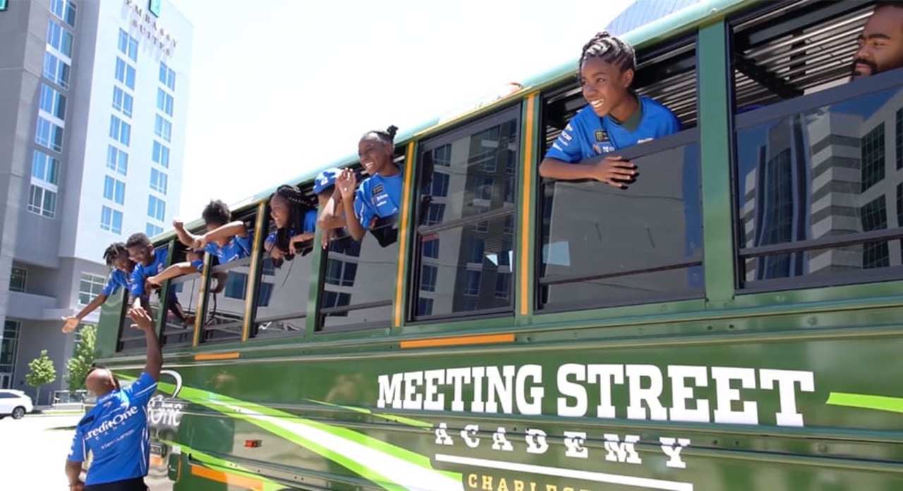 Watch: Kyle Larson gifts school bus to Meeting Street Academy - NASCAR ...