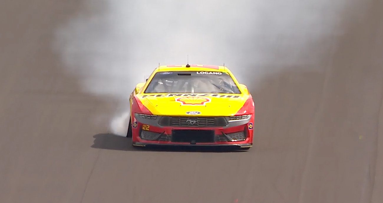 Brickyard 400 dreams washed away for Logano with late flat tire ...