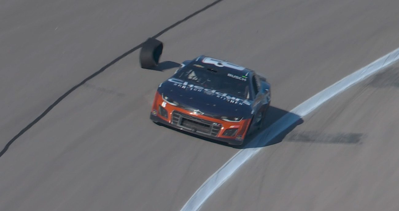 Kyle Busch tags outside wall, right-side tire debris brings out caution ...