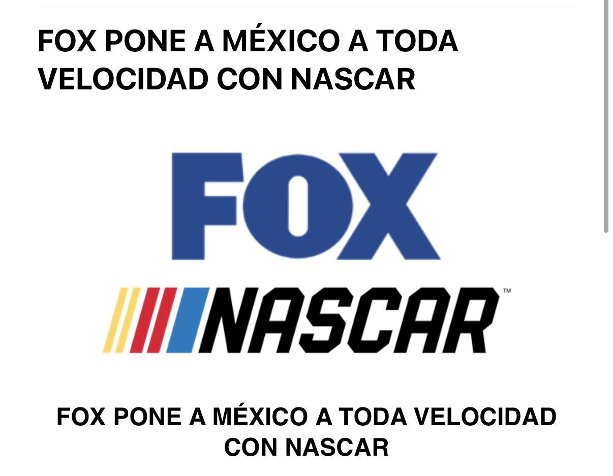 FOX pone a México a toda velocidad con la NASCAR